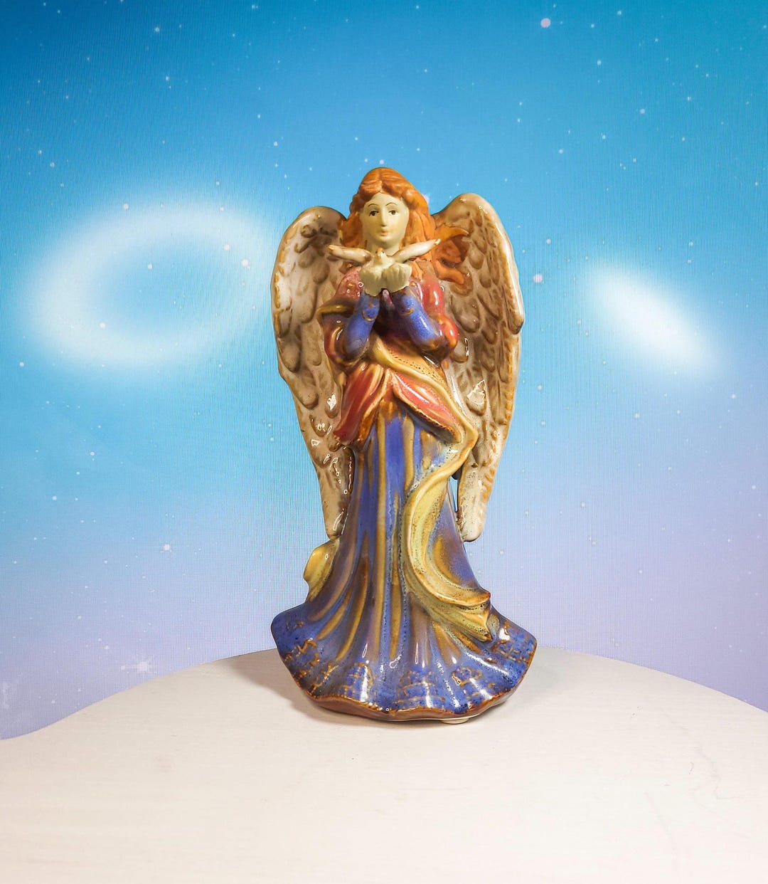 Angel Figurine Glazed Ceramic Statue for Table | Chic Decor - Etsy