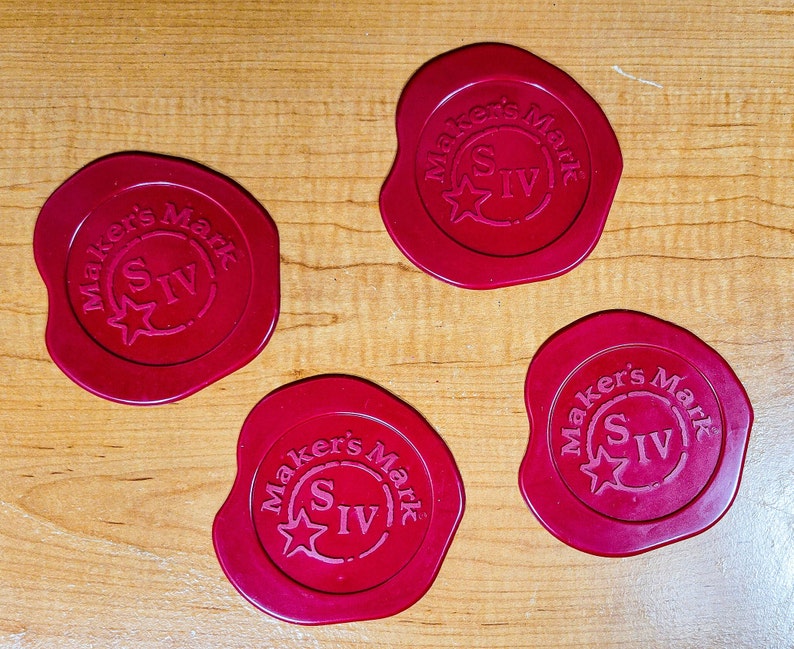 Makers Mark Red Wax Coaster Set: Bourbon Bar Decor - Etsy