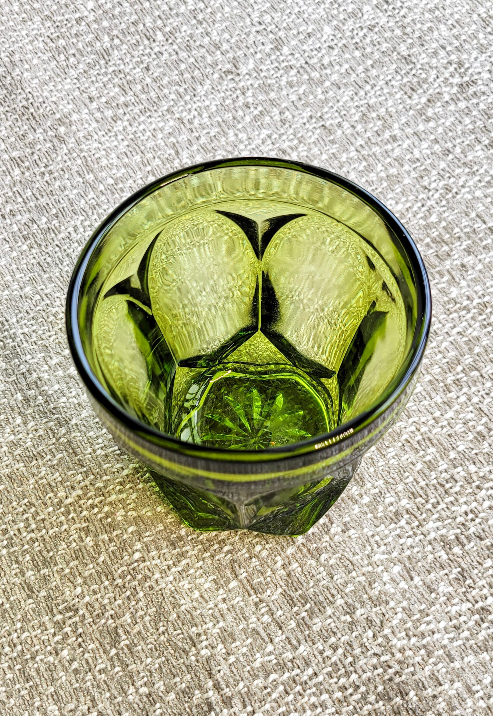 Vintage Emerald Green Glass Tumbler Set Diamond Pattern - Etsy