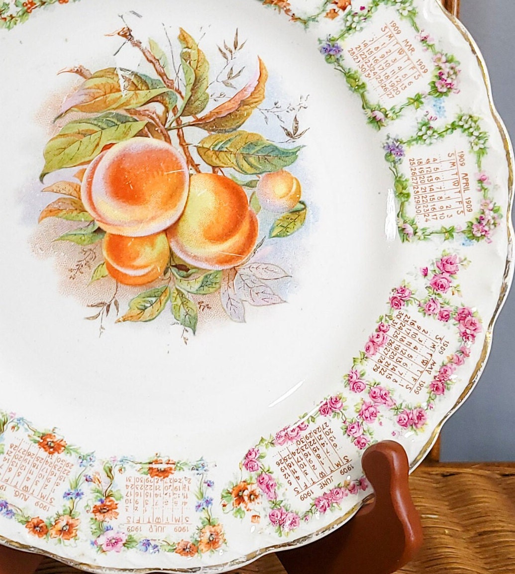 Vintage Peach Calendar Plate 1909 20th Century Plate - Etsy