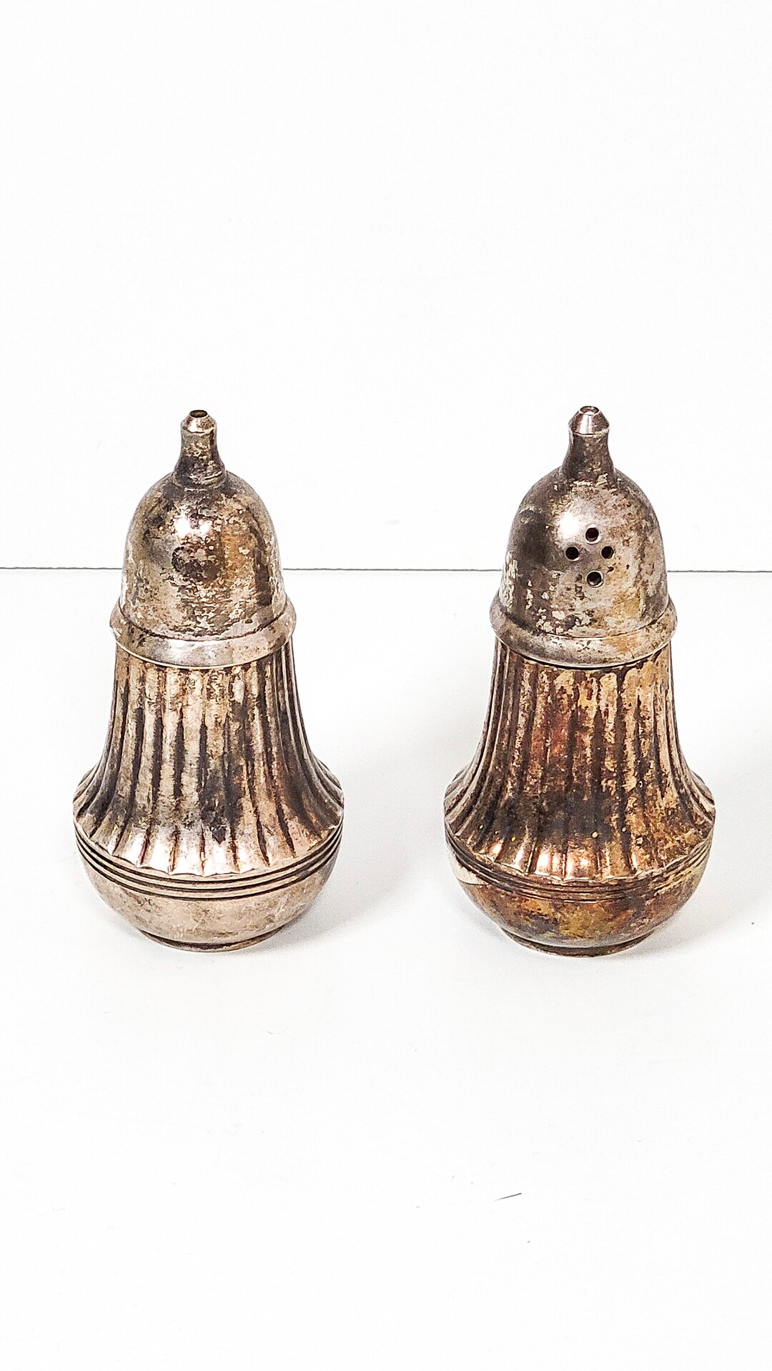 Antique Heavy Metal Salt and Pepper Shaker Dispensers - Etsy