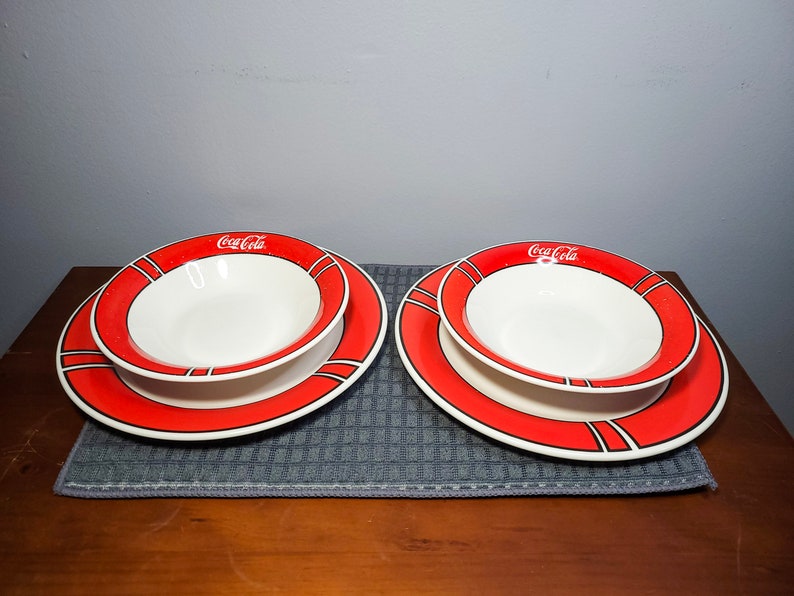 Retro Coca-cola Dinner Plates and Soup Bowl Set | 90s Throwback Plates ...
