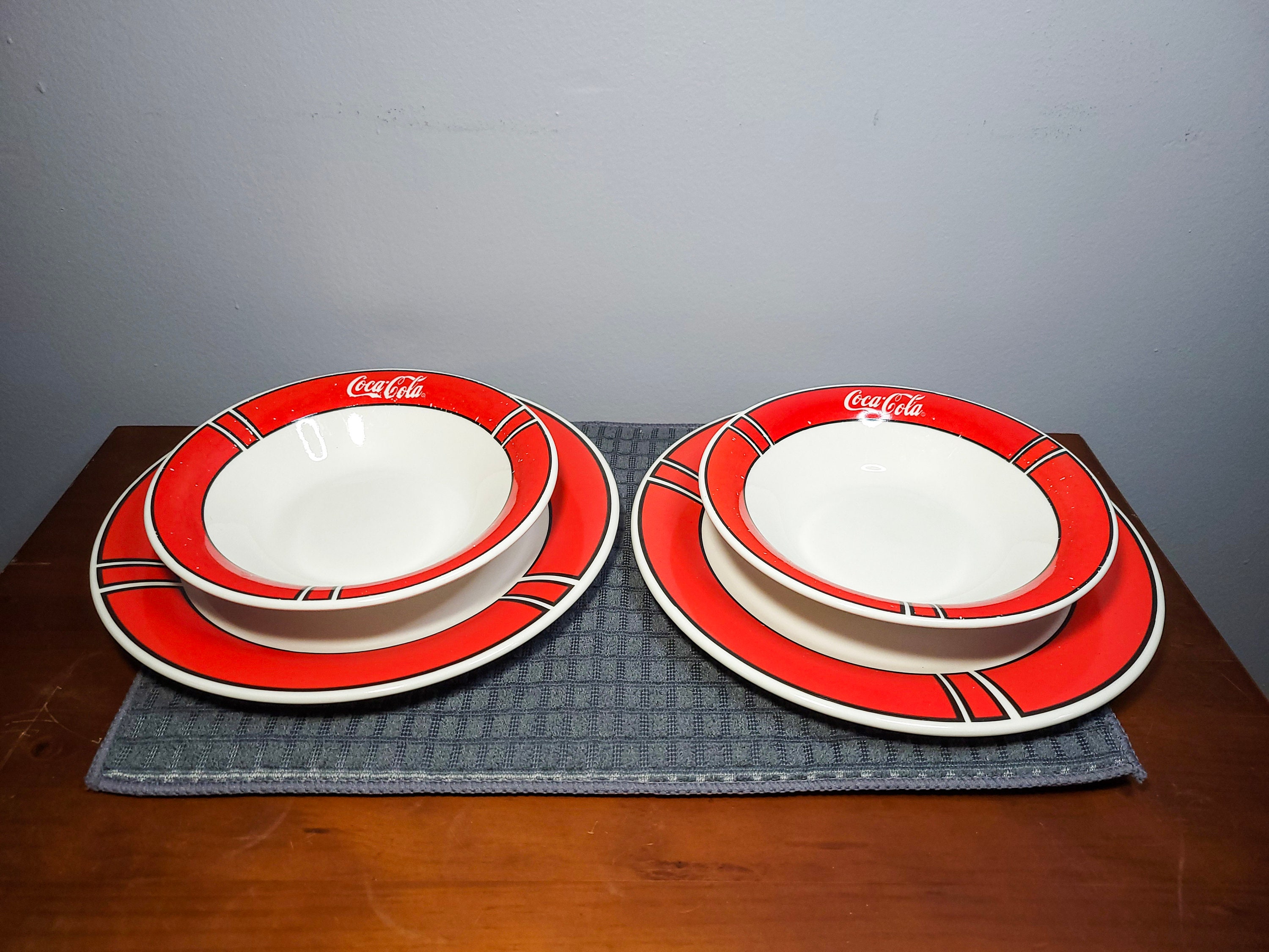Retro Coca-cola Dinner Plates and Soup Bowl Set | 90s Throwback Plates ...