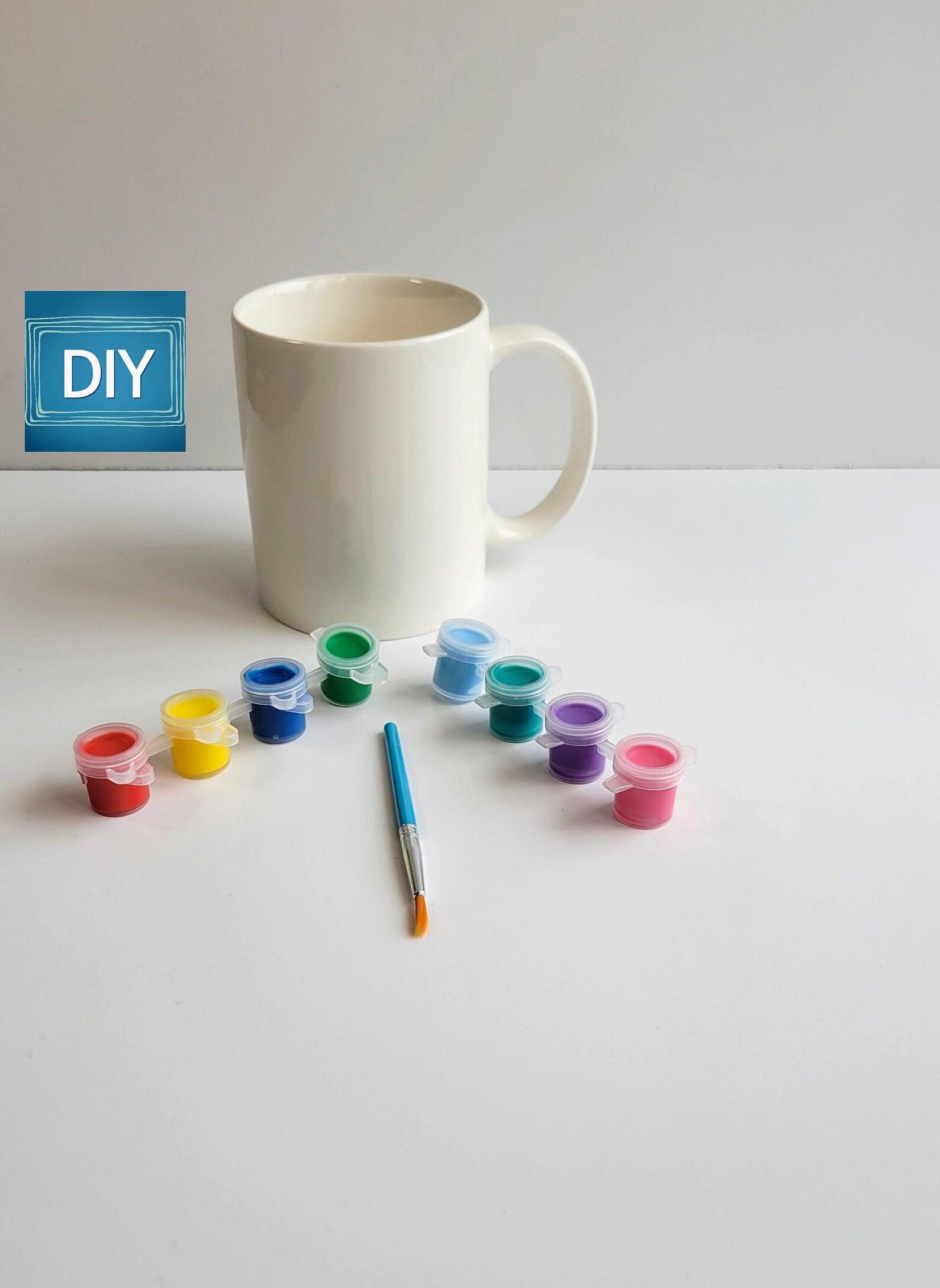 DIY Kit Paint Your Own Coffee Mug | Includes Mug, Paints, Brush, and ...