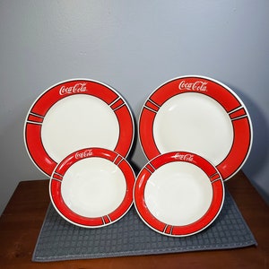 Retro Coca-cola Dinner Plates and Soup Bowl Set | 90s Throwback Plates ...