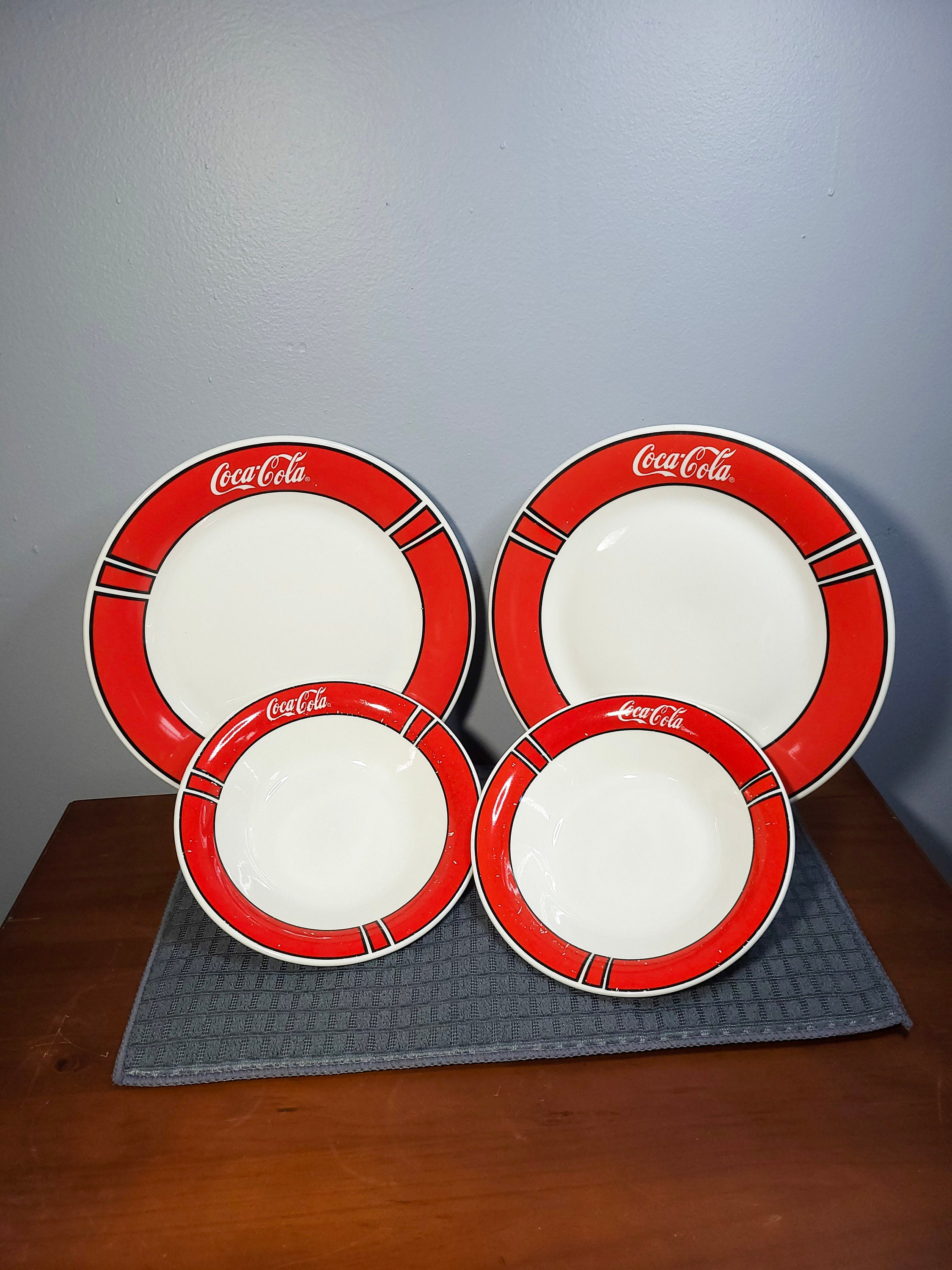 Retro Coca-cola Dinner Plates and Soup Bowl Set | 90s Throwback Plates ...
