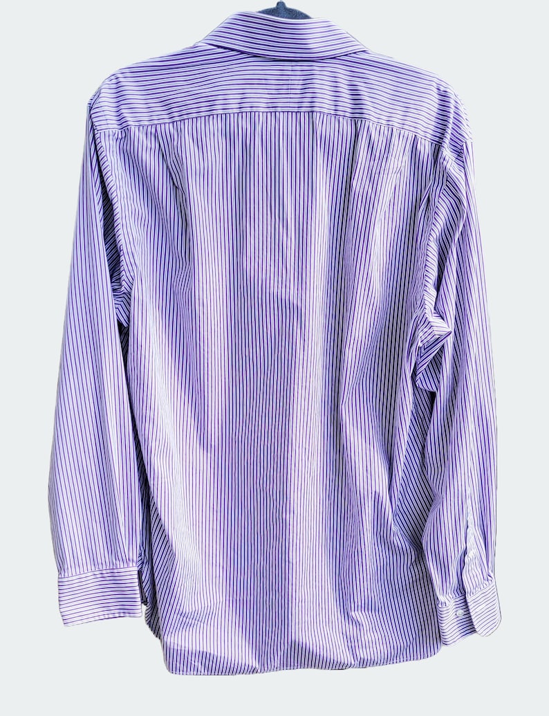 Ralph Lauren Men's Shirt Purple & White Stripped 100% Cotton Button ...