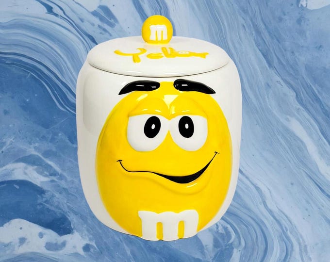 Yellow M&M Themed Cookie Jar Container | Nostalgic Gift Idea - Etsy