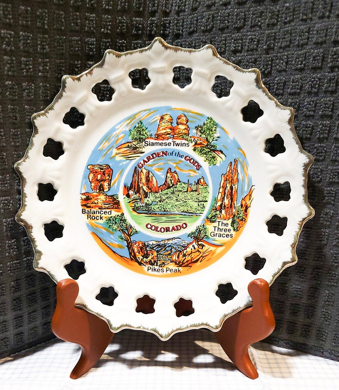 Colorado State Decor Plate With Gold Trim | Vintage Wall Art Home Decor ...