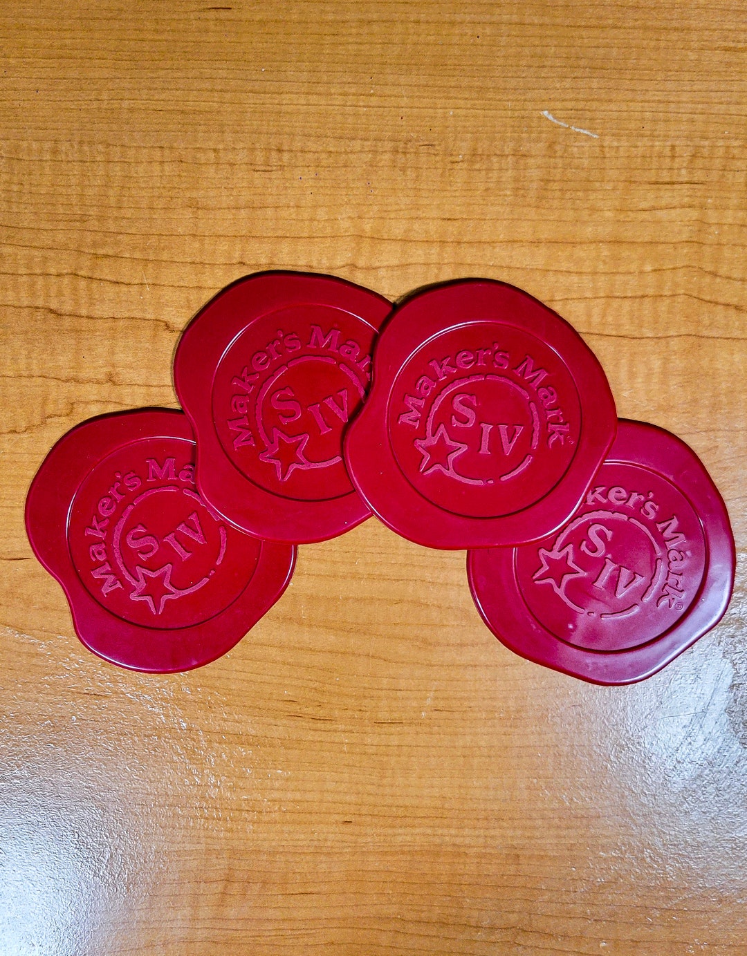 Makers Mark Red Wax Coaster Set: Bourbon Bar Decor - Etsy