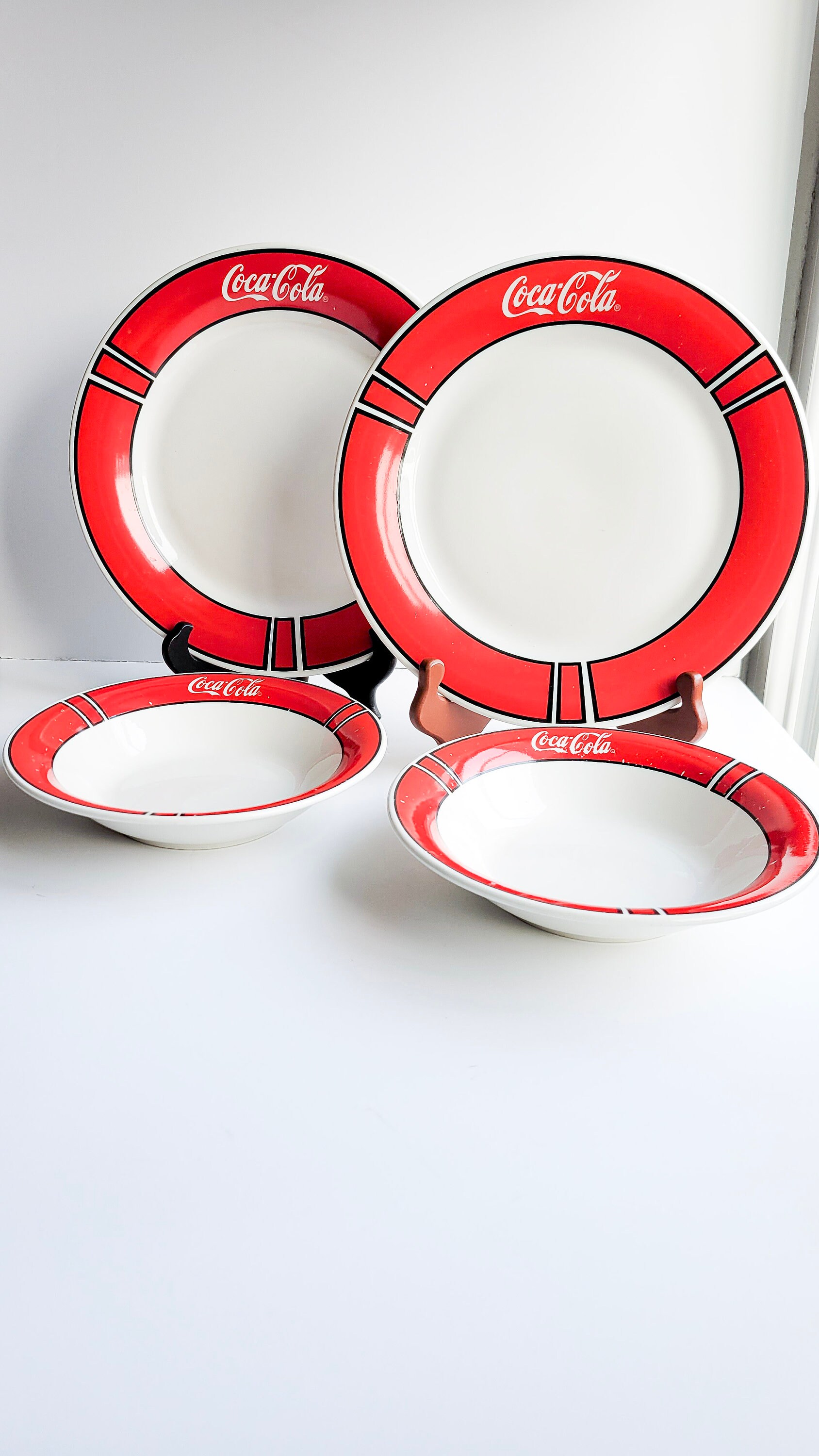 Retro Coca-cola Dinner Plates and Soup Bowl Set | 90s Throwback Plates ...