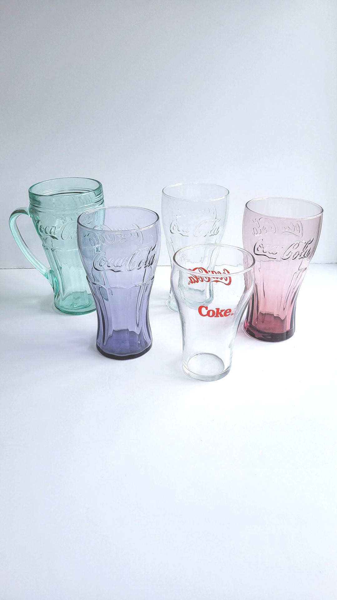 Coca-cola Glasses Set of 5 | Retro Kitchen Dinner Glassware - Etsy