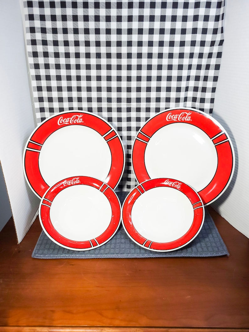 Retro Coca-cola Dinner Plates and Soup Bowl Set | 90s Throwback Plates ...