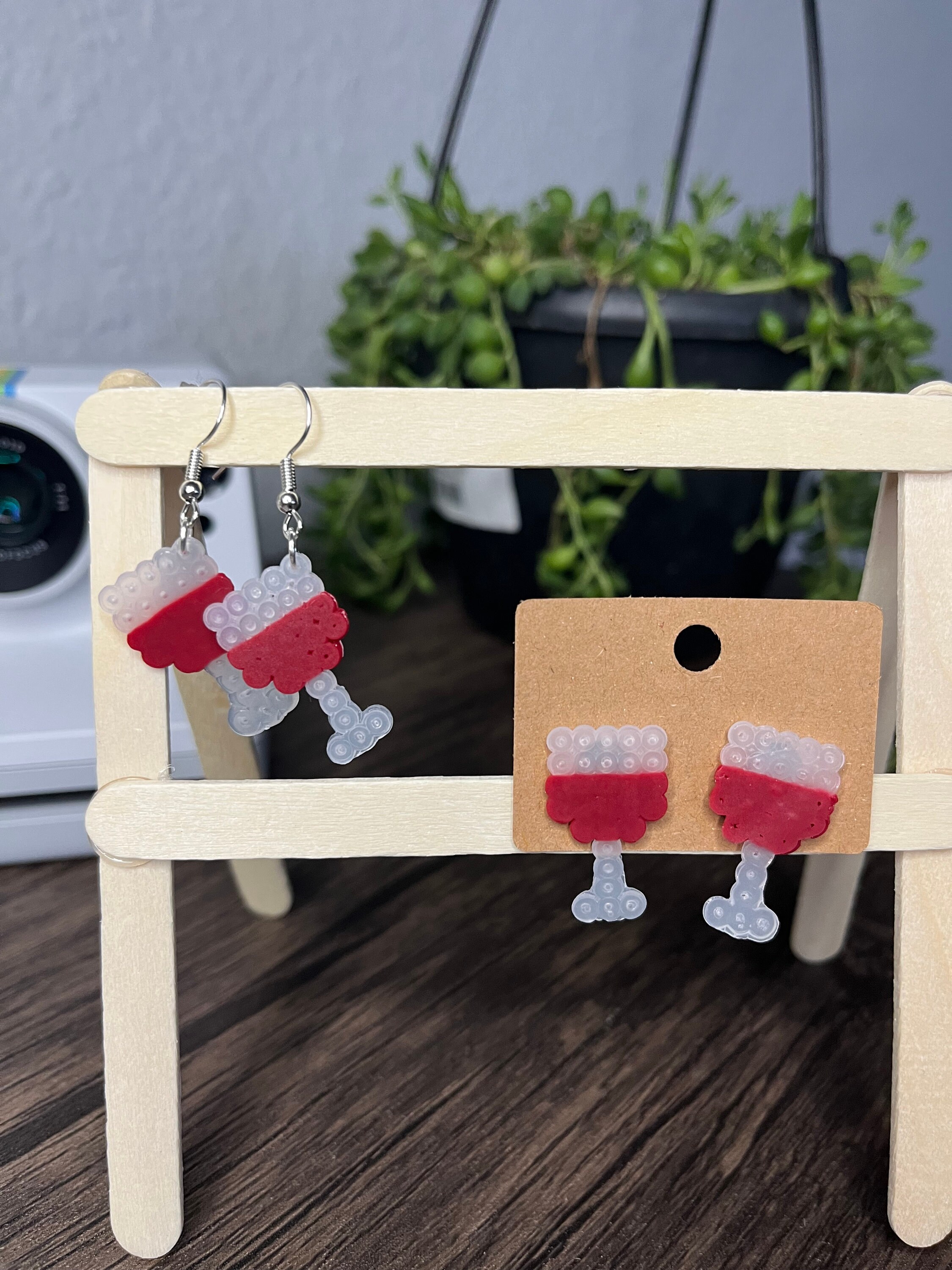 Fuse Bead Wine Glass Earrings - Etsy