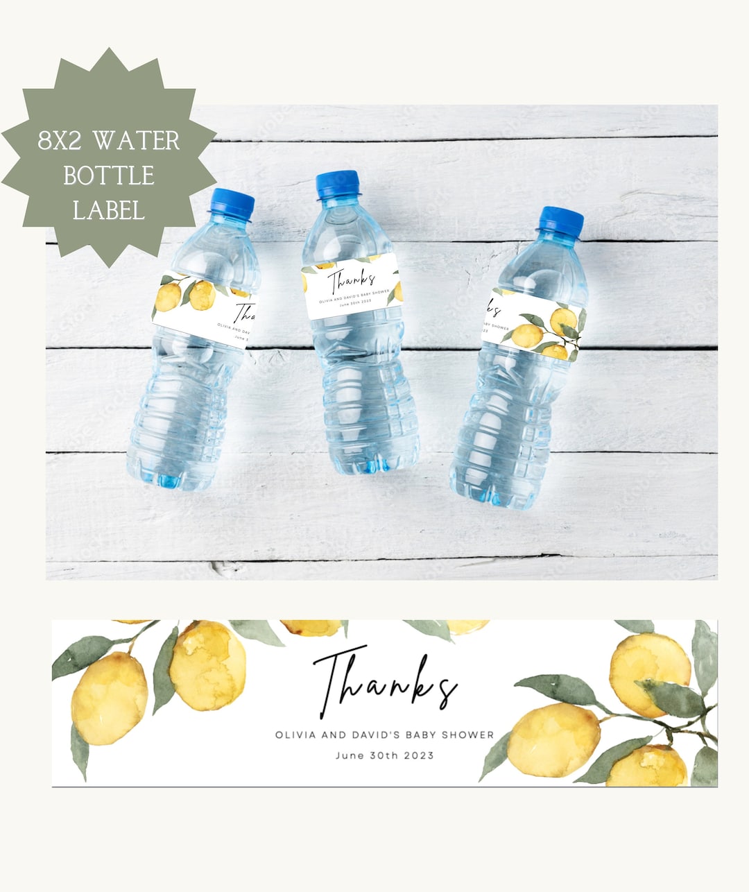 Editable Lemon Themed Water Bottle Label - Etsy