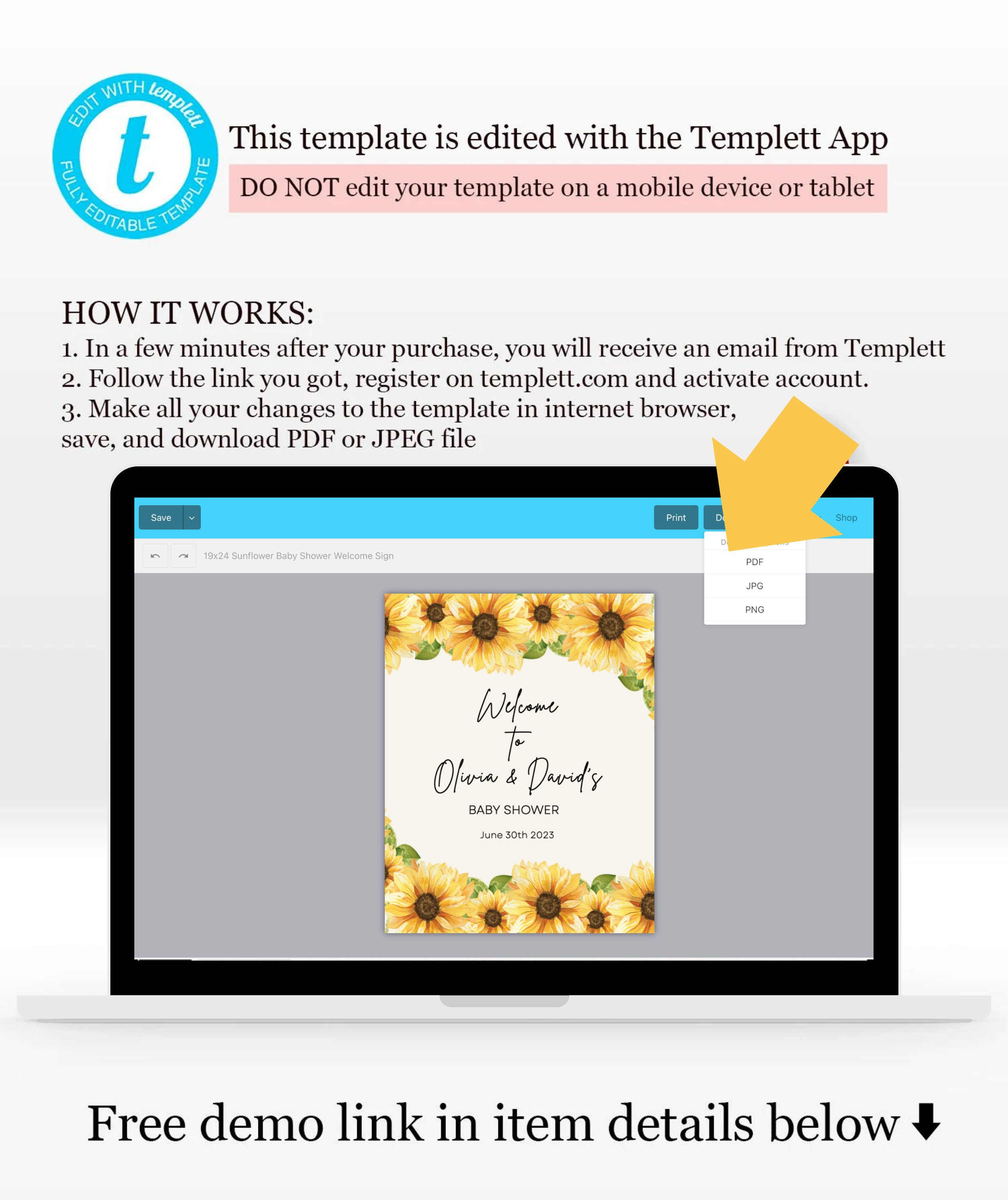 Editable Sunflower Baby Shower Theme Welcome Sign - Etsy