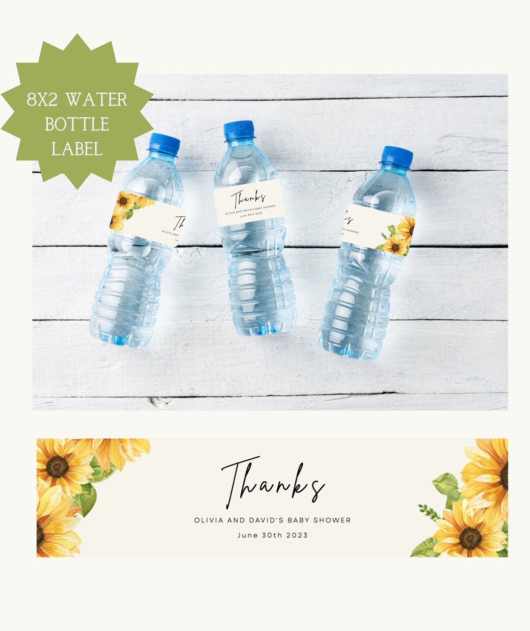 Editable Sunflower Themed Water Bottle Label - Etsy