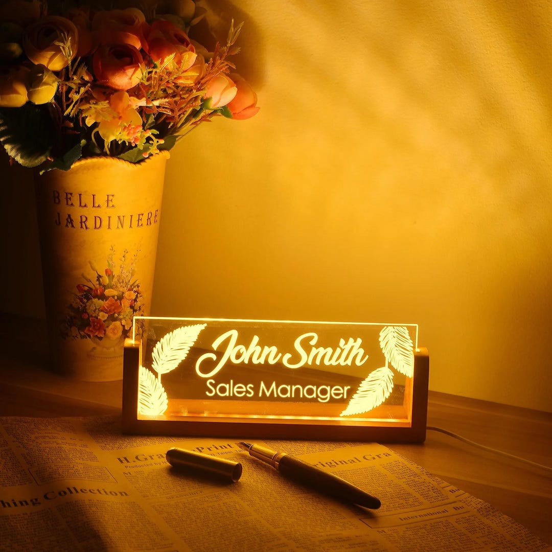 LED Personalized Desk Name Plate | Lighted Desk Name Plaque | New Job ...
