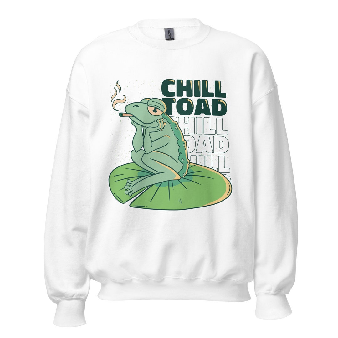 Cottagecore Chill Toad Smoking Joint Crewneck, 420 Weed Gifts for Stoners, Funny Marijuana ...