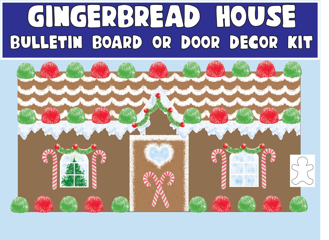 Christmas Bulletin Board, Gingerbread House, Digital Download, Print ...