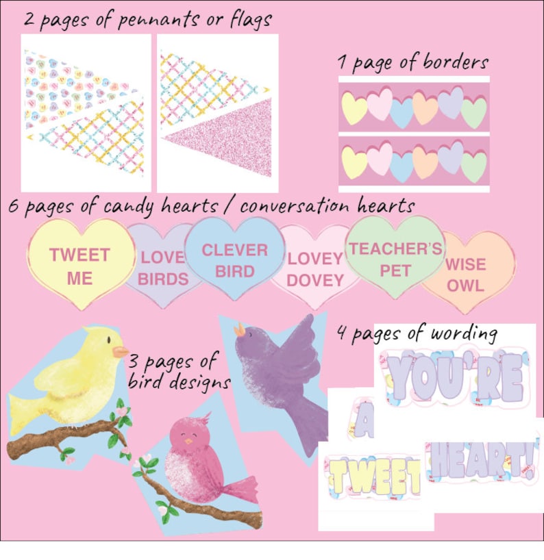 Valentine's Day, Bulletin Board, Kit, Candy Hearts, Conversation Hearts ...