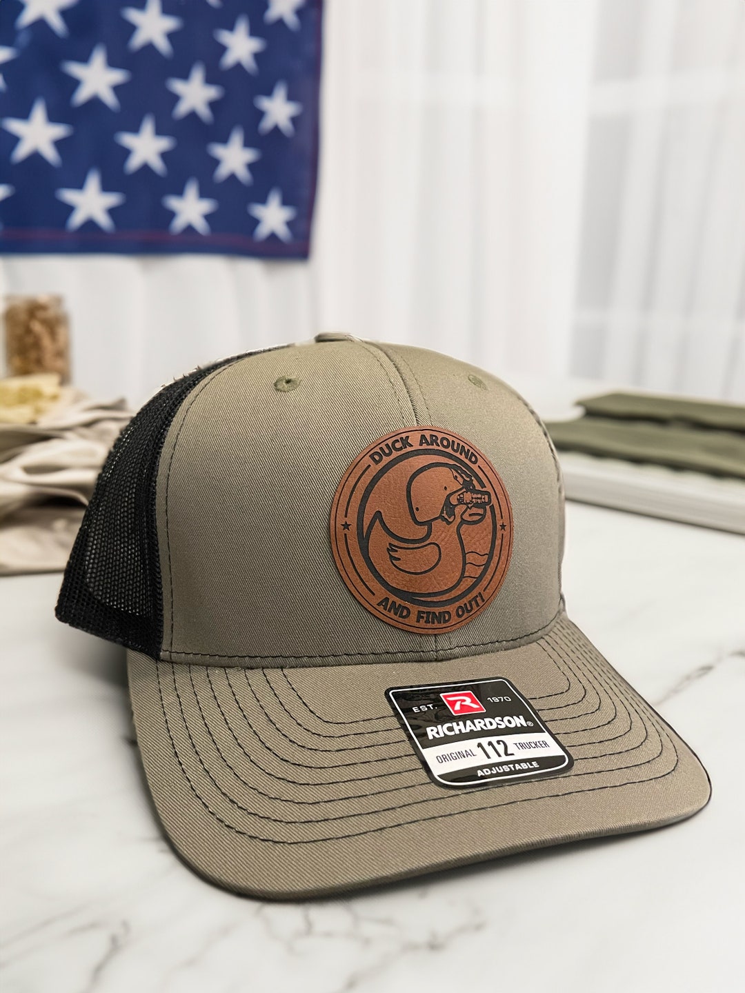 Duck Around and Find Out Richardson 112, Laser Engraved Leatherette ...