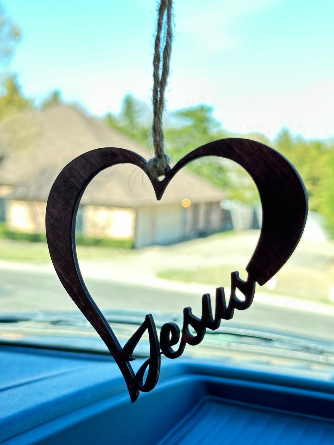 Jesus Heart Car Charm / Jesus Heart Rearview Mirror Charm / Heart Jesus ...