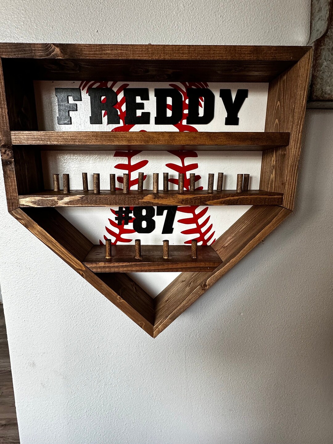 Baseball Ring Holder - Wooden Home Base Ring Holder - Baseball Display ...