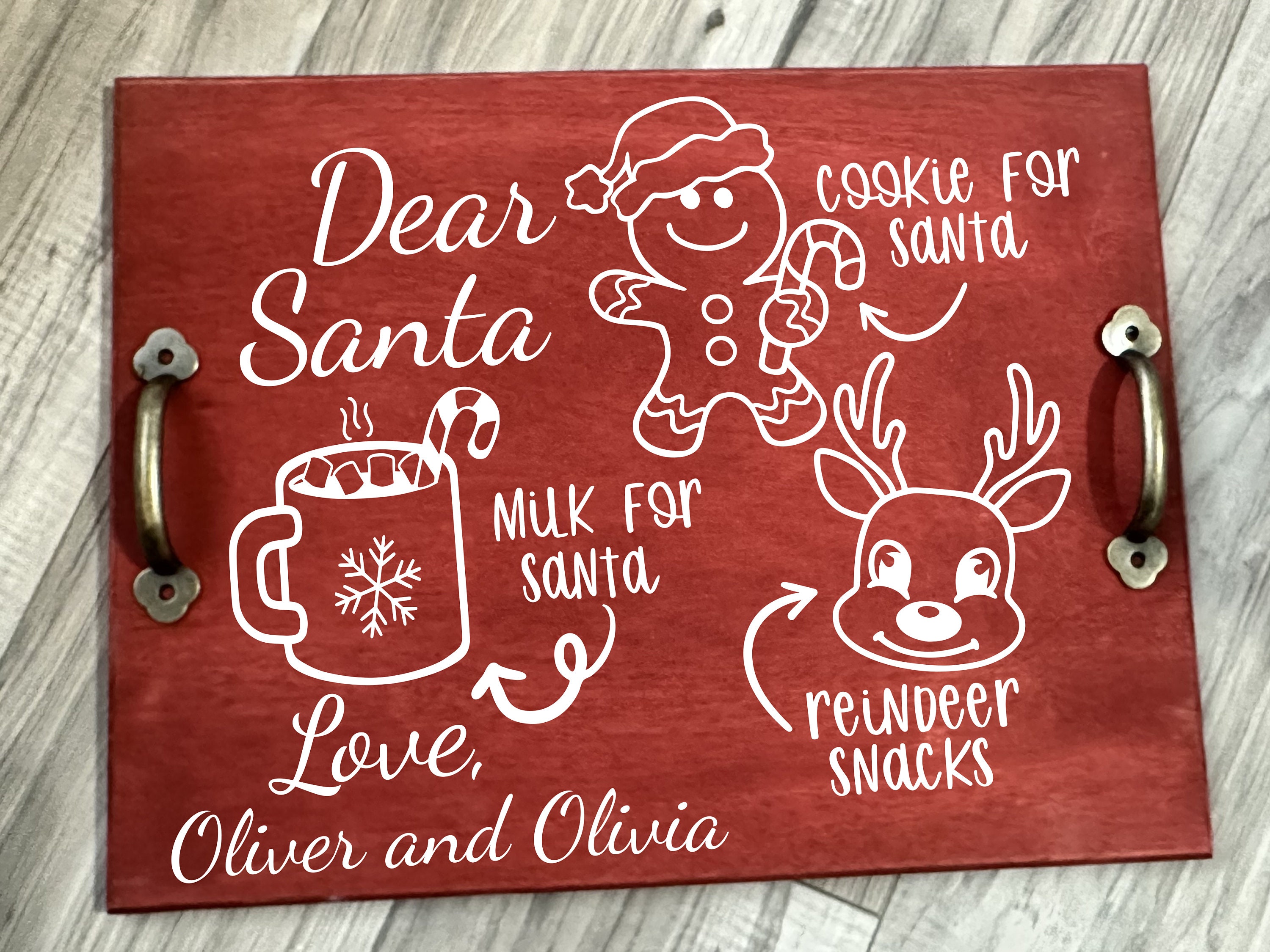 Personalized Santa Tray Santa's Cookies and Milk - Etsy