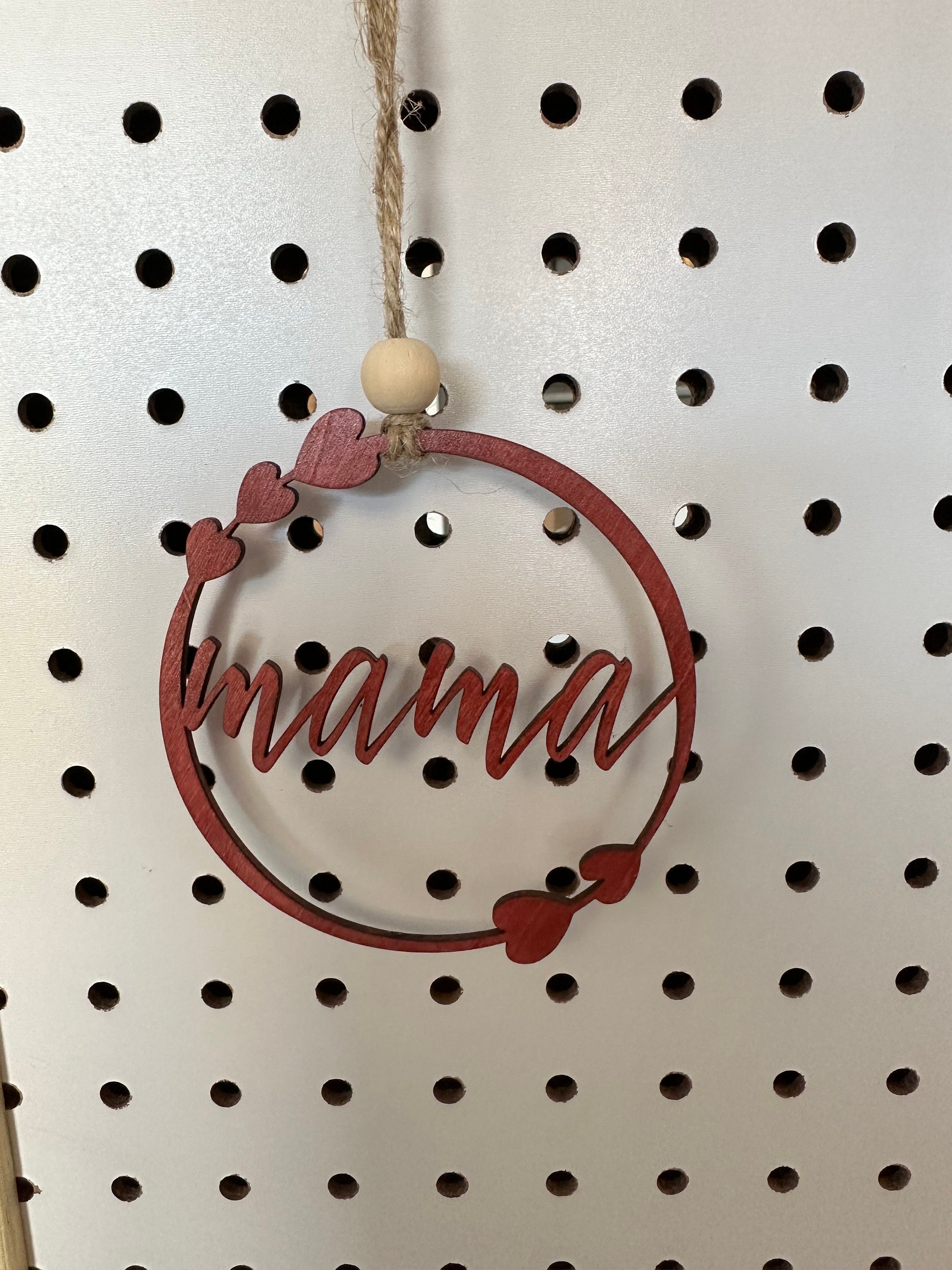 Mama - Car Charm - Mama Rearview Mirror Charm - Wooden - Stained Wooden ...