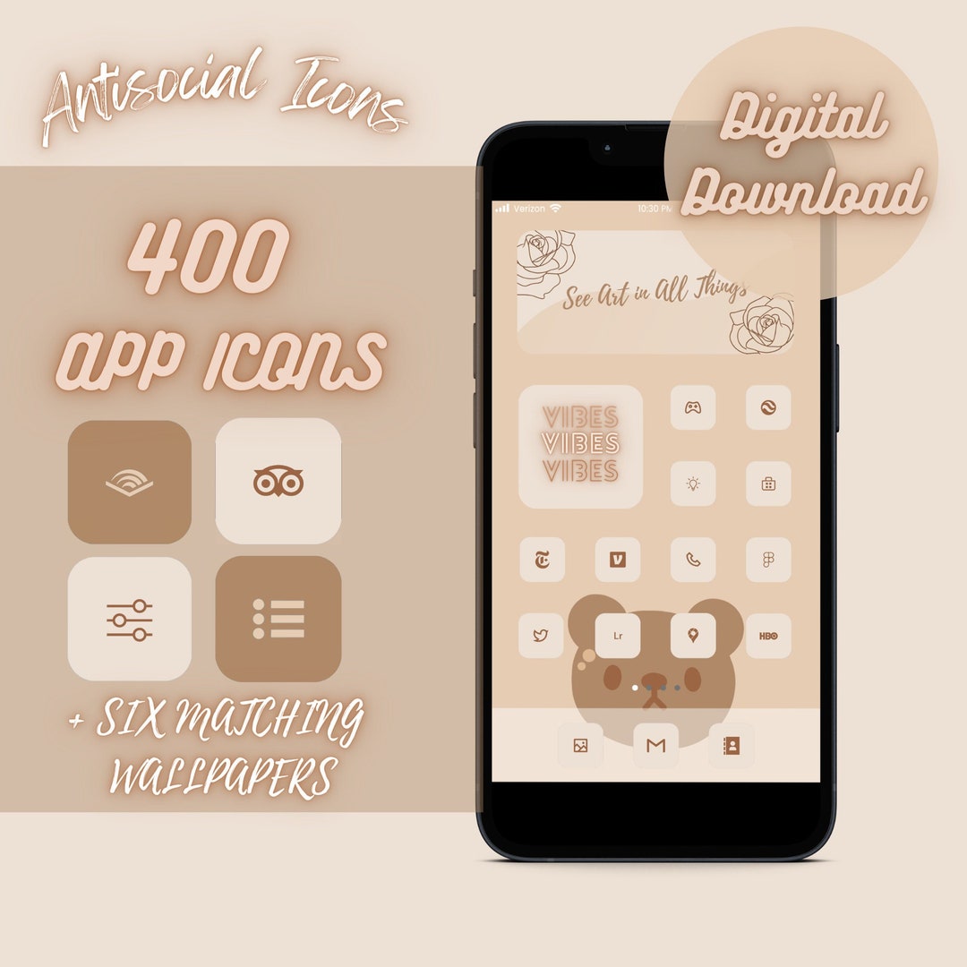 Custom Teddy Bear IOS 14 iPhone App Icons in 2 Color Options + 6 ...