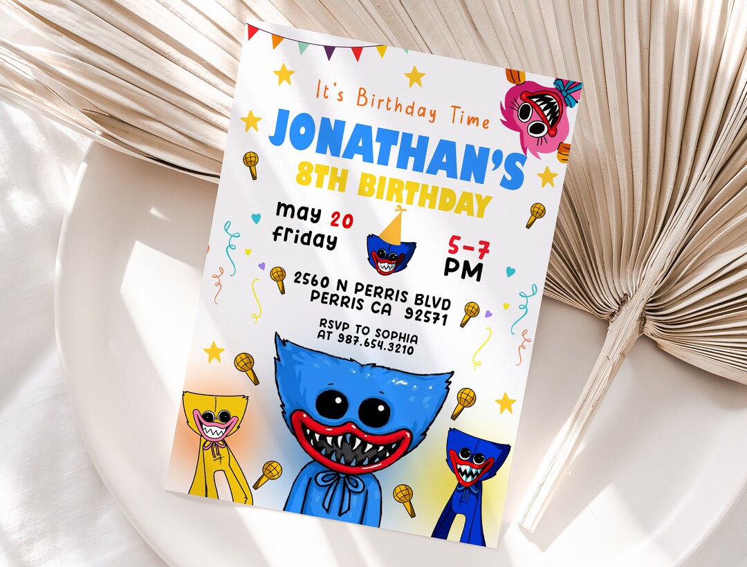 Editable Huggy Birthday Invitation Template Printable - Etsy México