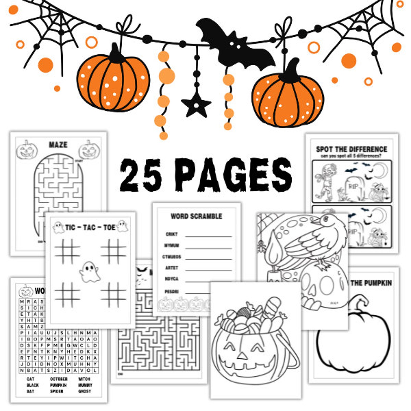 PRINTABLE HALLOWEEN ACTIVITIES - Printable Halloween Activity Pack for ...