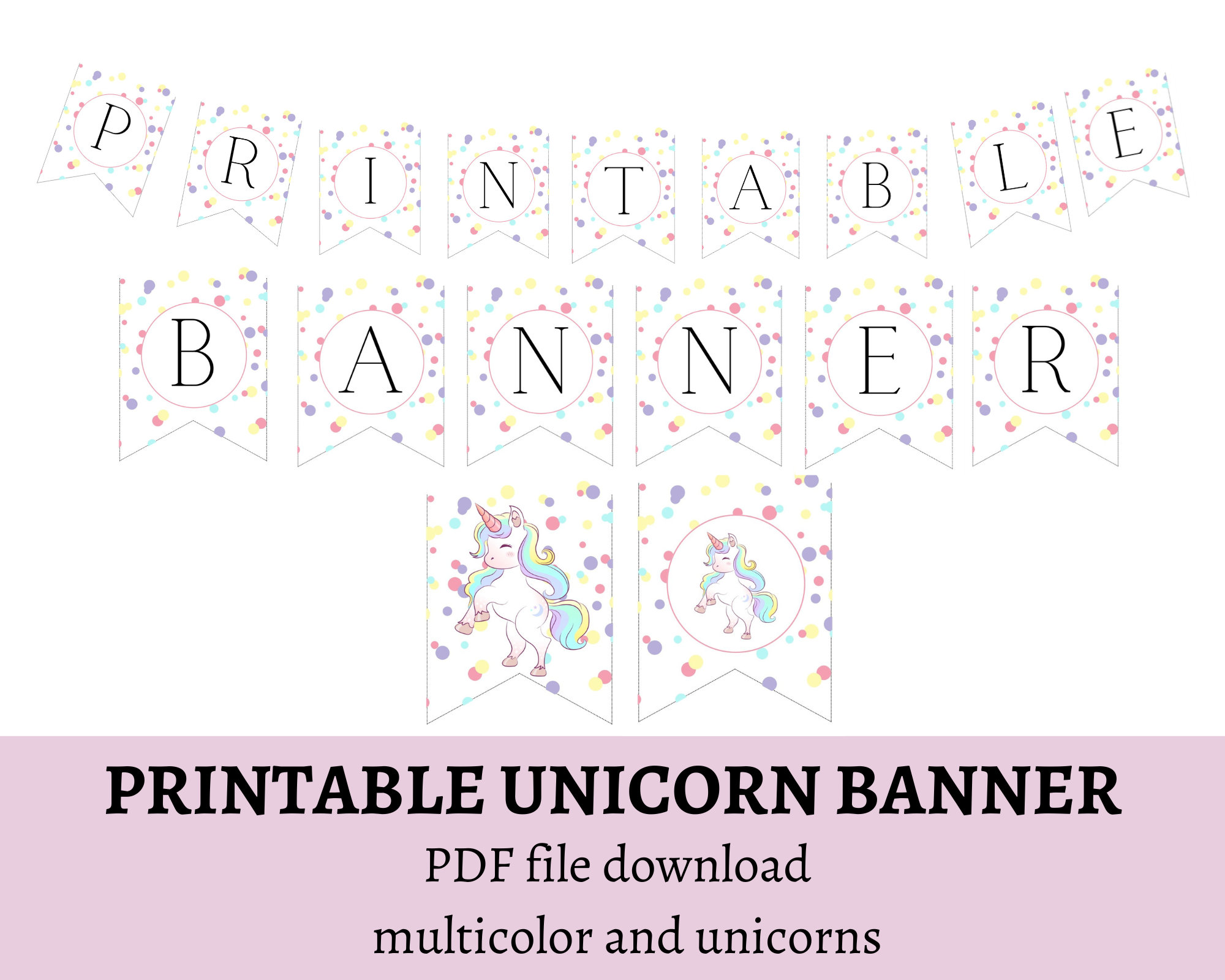 PRINTABLE BANNER SIGN - Printable Banner Letter and Numbers - Unicorn ...