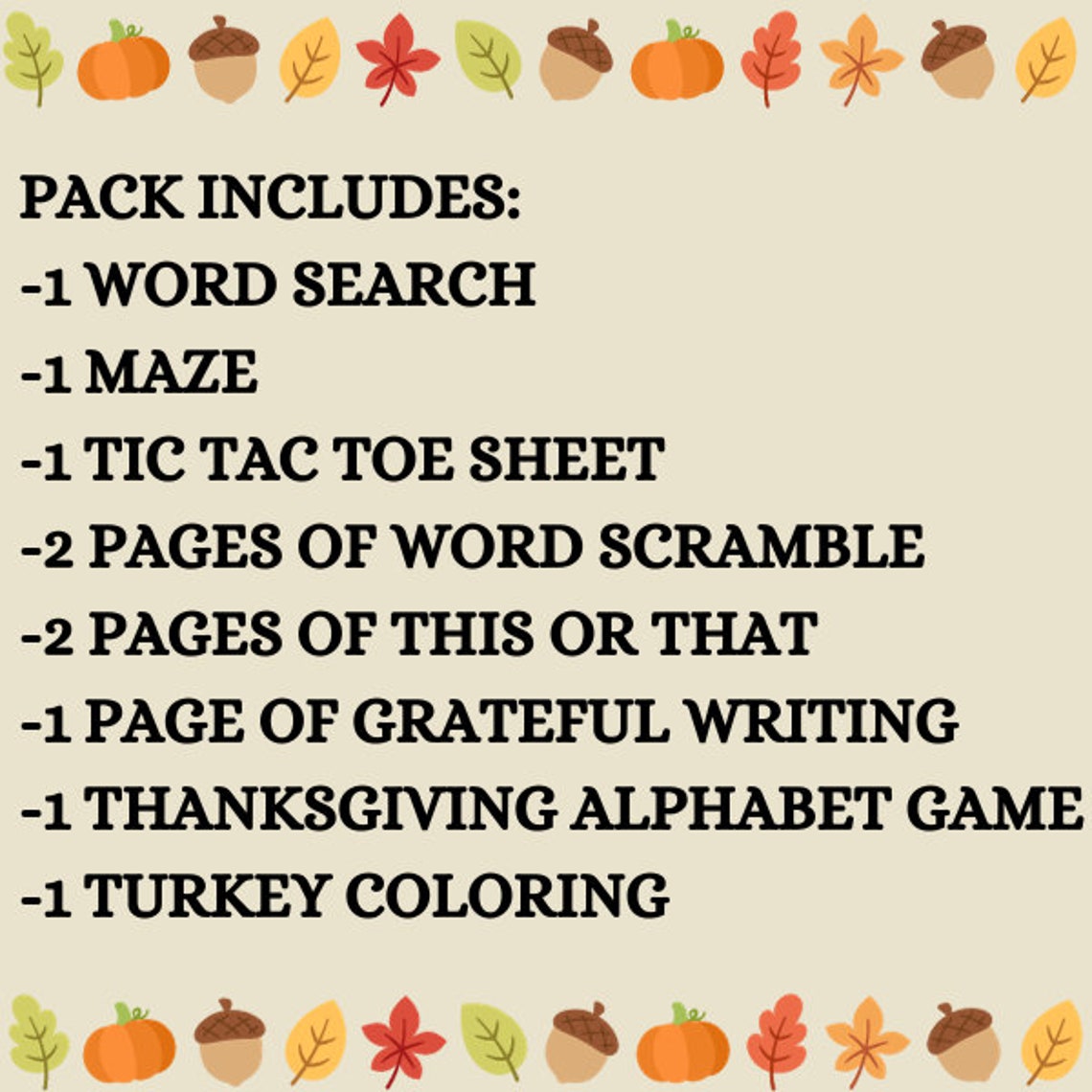 PRINTABLE THANKSGIVING ACTIVITIES - Printable Thanksgiving Activity ...