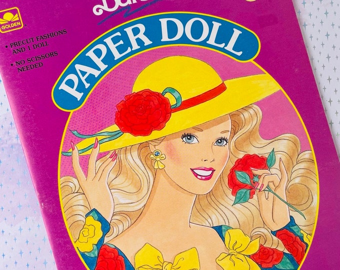 Like New! Barbie Paper Doll 1990 *uncut* // Barbie Yellow Hat With Blue ...