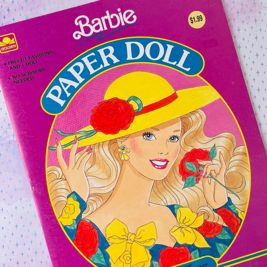 Like New! Barbie Paper Doll 1990 *uncut* // Barbie Yellow Hat With Blue ...