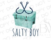 Salty Boy Cooler PNG Digital Download Fishing Sublimation - Etsy