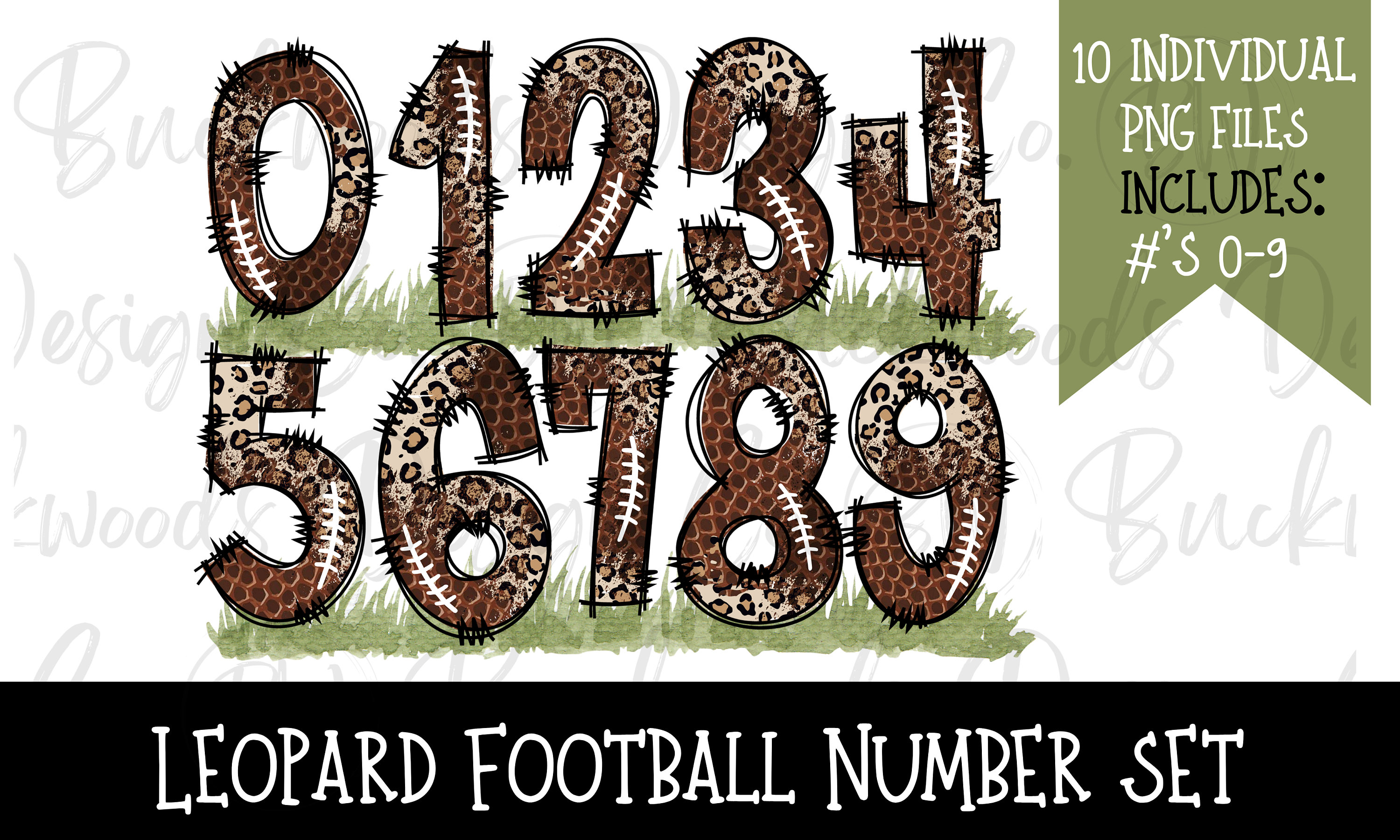 Leopard Football Doodle Number Set PNG Digital Download - Etsy