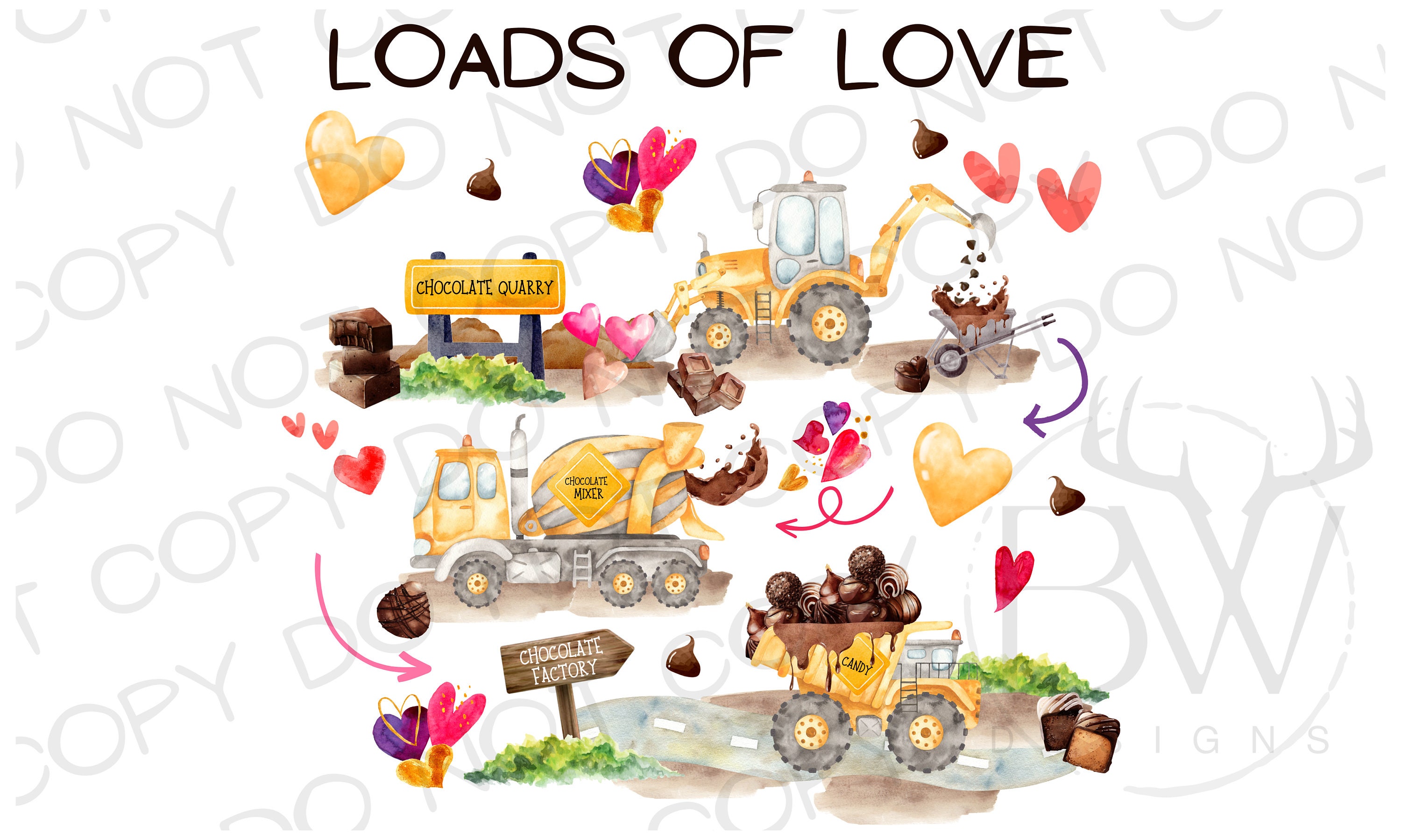 Loads of Love PNG Construction Sublimation PNG Excavator - Etsy