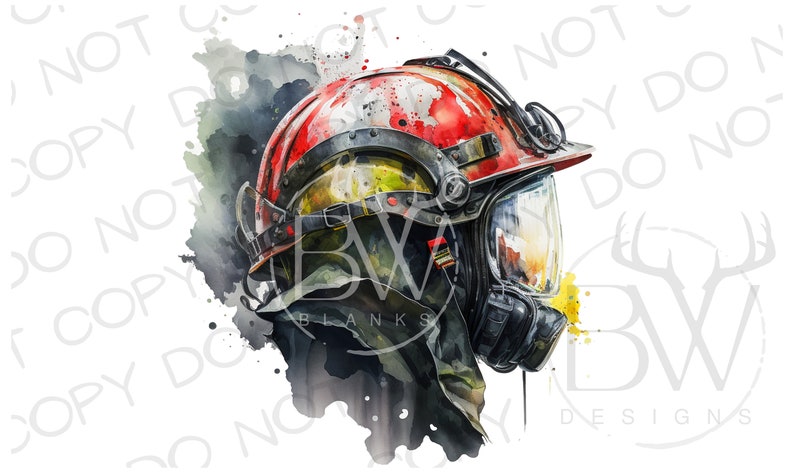 Watercolor Fireman Helmet PNG | Fireman Sublimation PNG | Fire Fighter ...