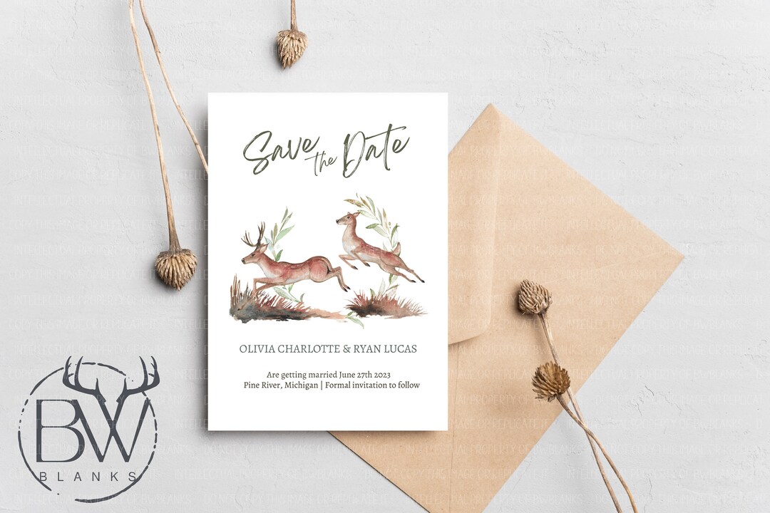 Deer Hunting Wedding Save the Date Printable Hunting Invitation Hunting ...