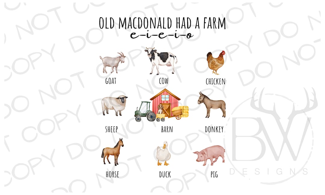 Old Macdonald PNG | Digital Download | Old Mcdonald Sublimation PNG ...