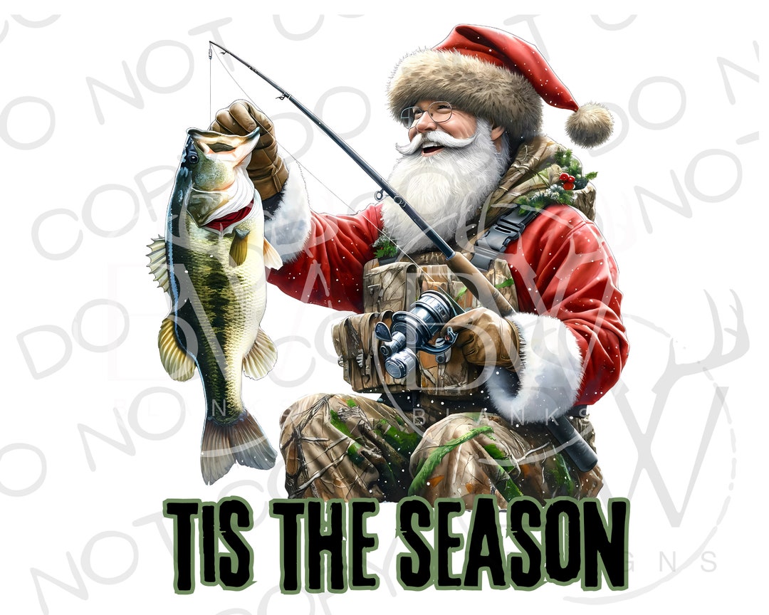 Fishing Santa PNG | Digital Download | Santa Fishing PNG | Christmas ...