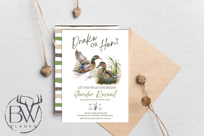 Duck Hunting Gender Reveal Invitation | Printable Duck Hunting ...