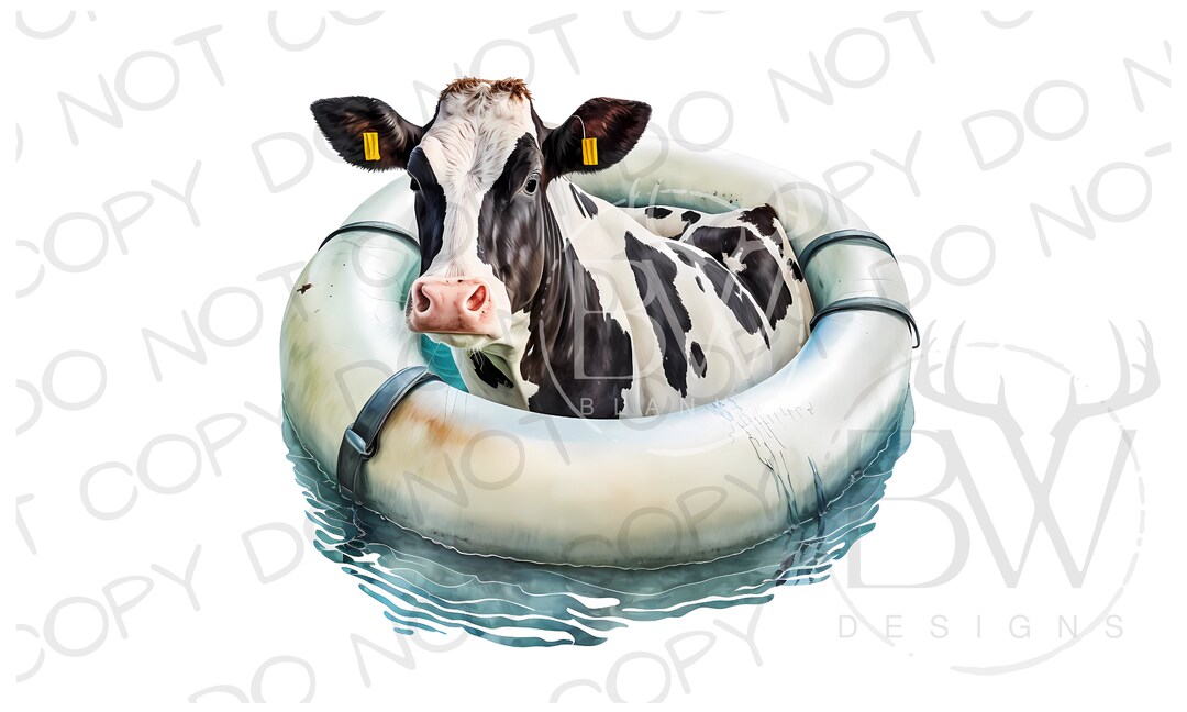 Cow in a Raft PNG Digital Download Farm Sublimation Cow Sublimation PNG ...