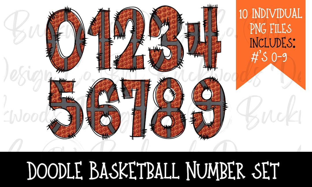 Basketball Doodle Number Set PNG Digital Download Basketball ...