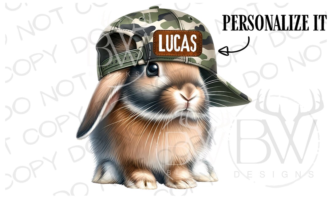 Camo Hat Bunny PNG | Digital Download | Rabbit Hunting Sublimation PNG ...