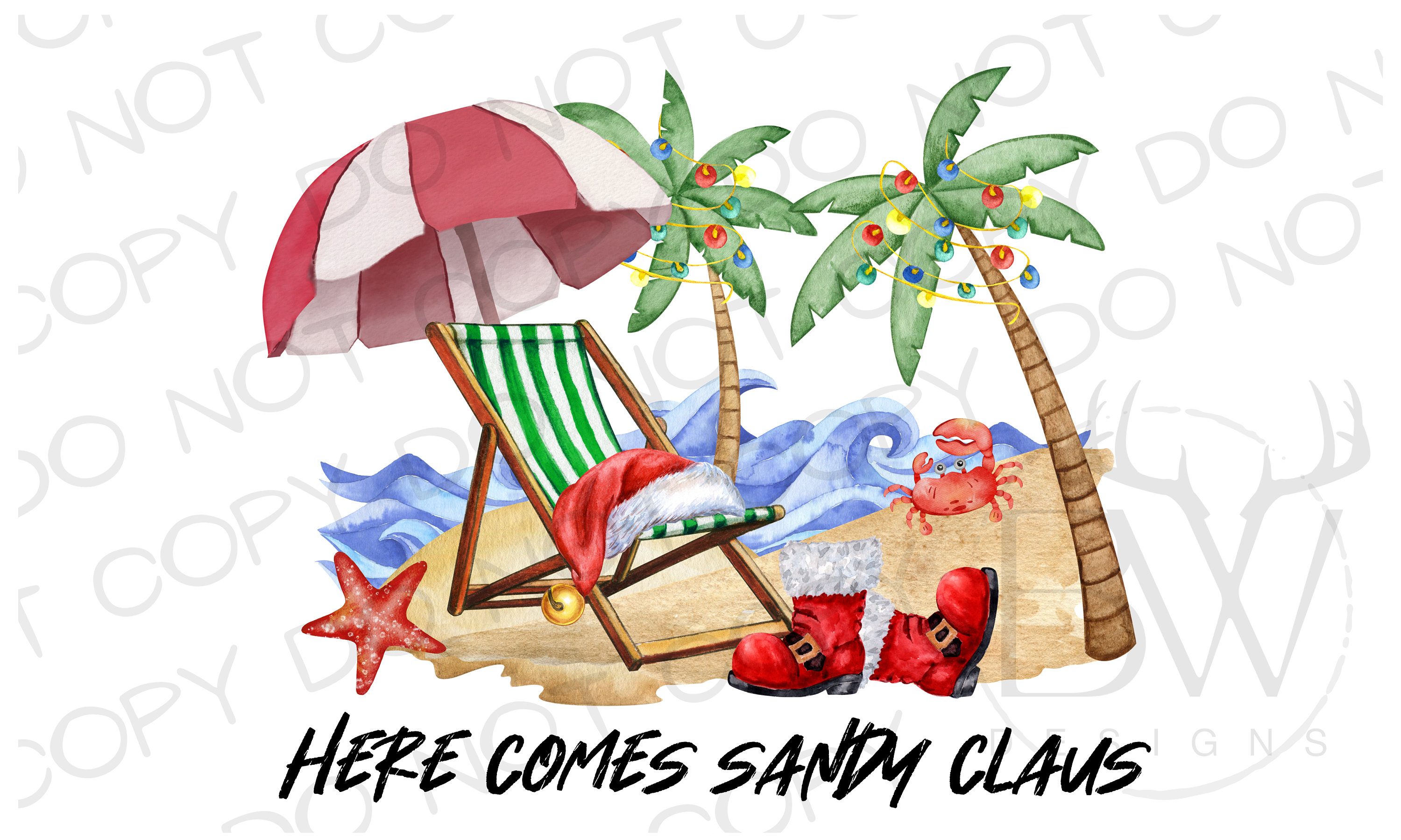 Here Comes Sandy Claus PNG Beach Christmas PNG Digital - Etsy