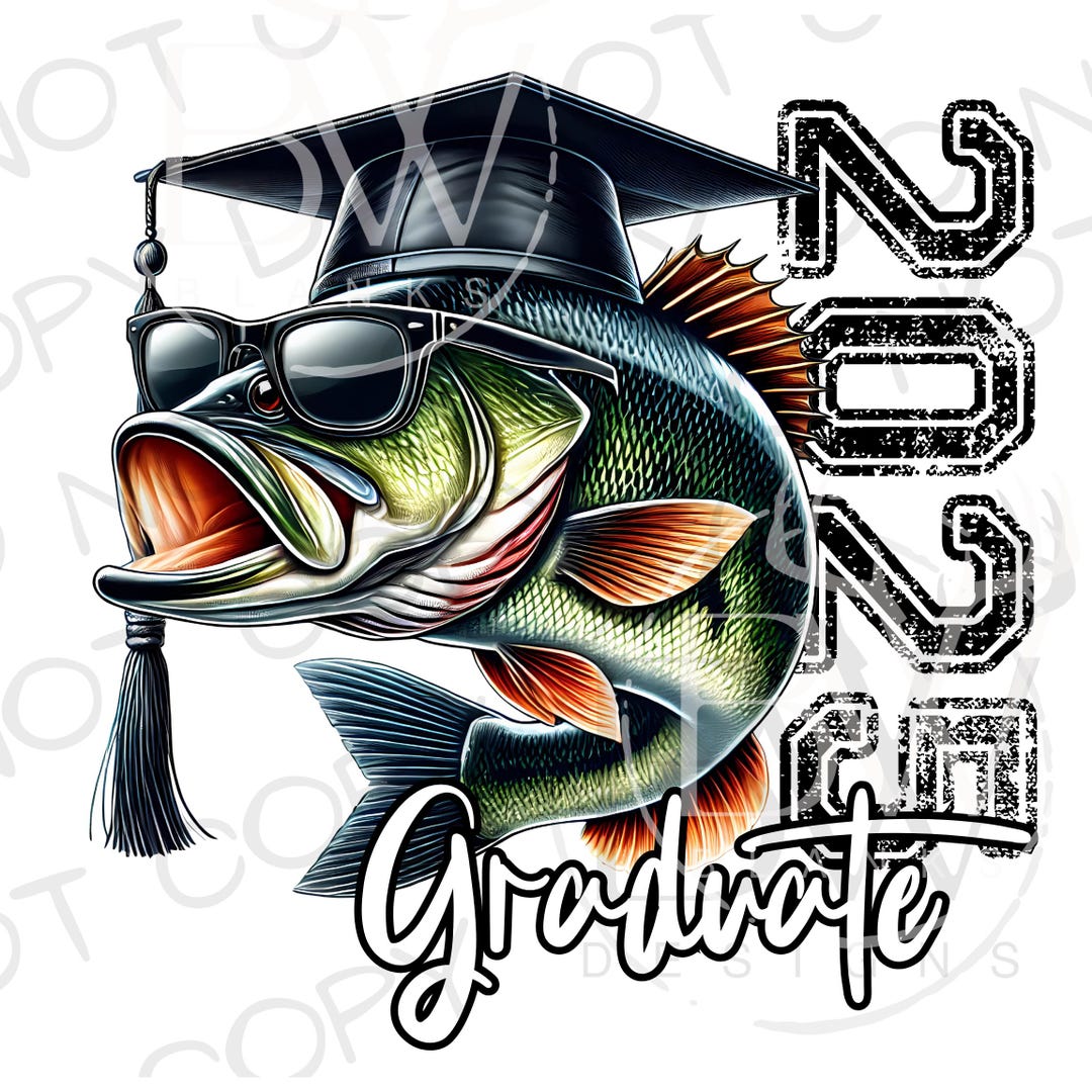 Bass Fishing Graduation PNG | Digital Download | Graduation Sublimation ...